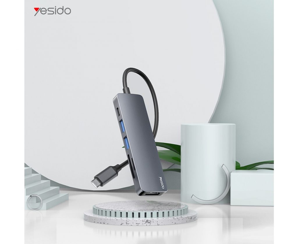 هاب 6پورت یسیدو Yesido HB11 6-in-1 USB-C Multiport Hub Adapter 4K HDMI ...