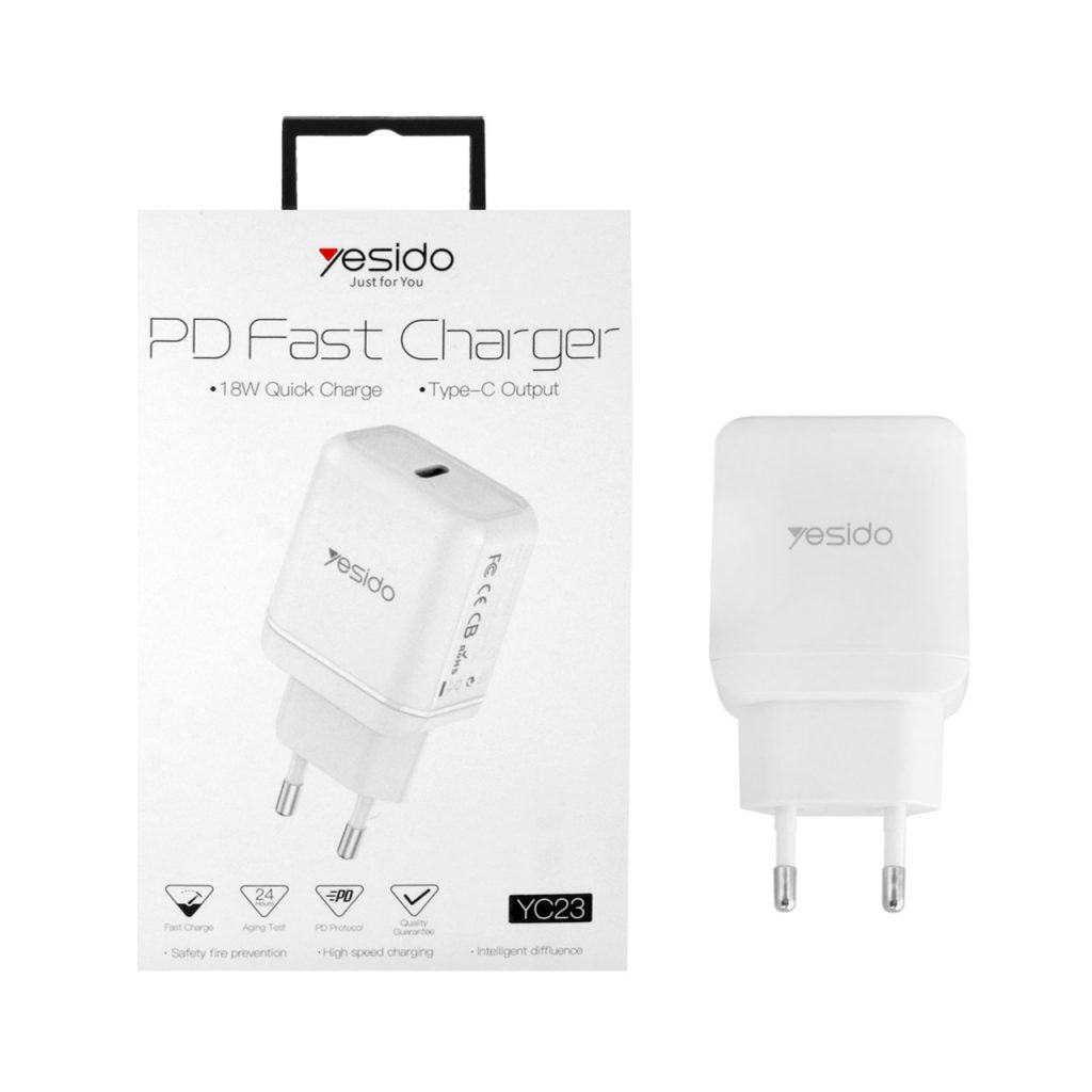 شارژر دیواری فست شارژ یسیدو YESIDO YC23 توان ۱۸ وات - فروشگاه لیان کلاسیک | Lian Classic
